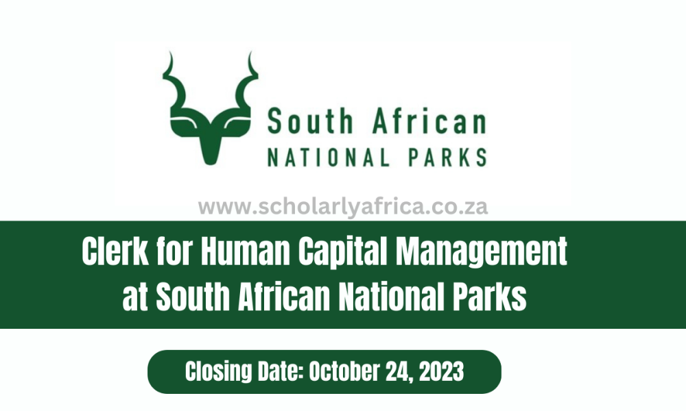 Clerk for Human Capital Management at South African National Parks ...